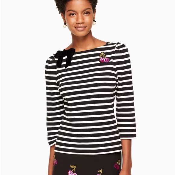 kate spade | Tops | Kate Spade Broome Street Striped Boat Neck Blouse ...